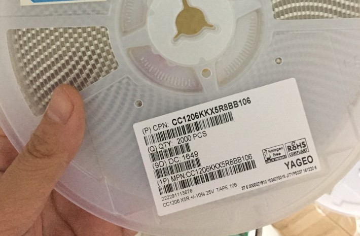 CC1206KKX5R8BB106，10uF 25V 1206 X5R贴片电容