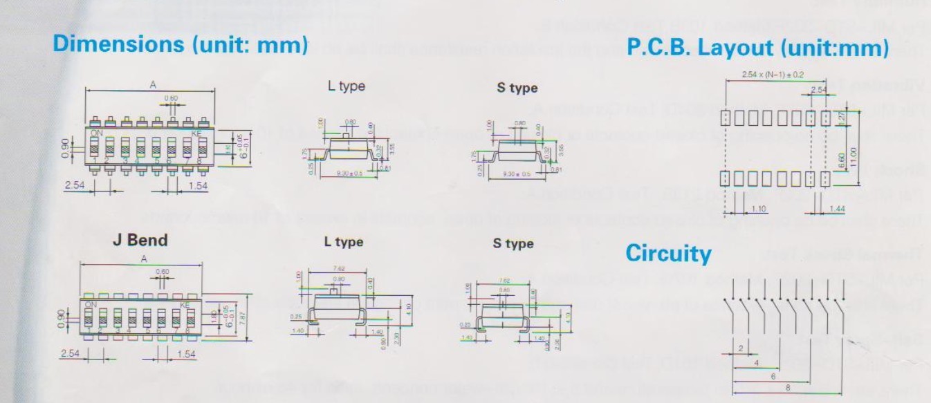 Slide Type SMT SMD Dip Switch,2.54mm Pitch 2 Row 14 Pin 7 Position
